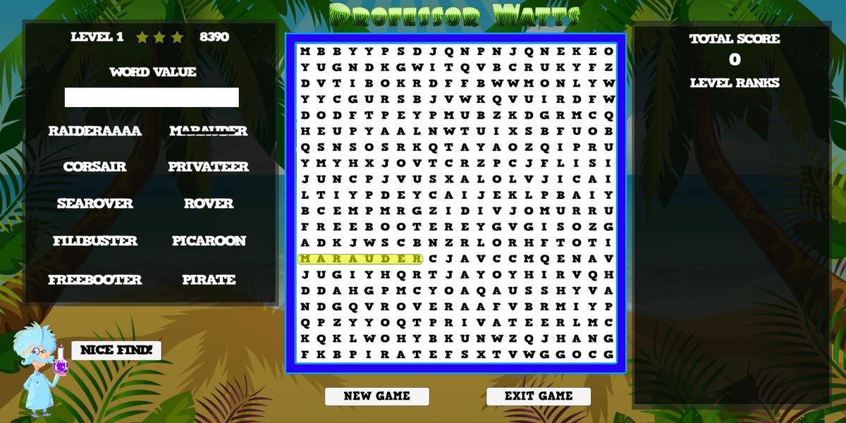 Professor Watts Word Search: Pirates Life | GameCompanies.com